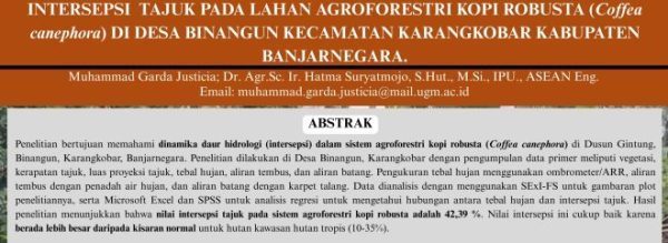 Intersepsi Tajuk pada Lahan Agroforestri Kopi Robusta (Coffea canephora ...
